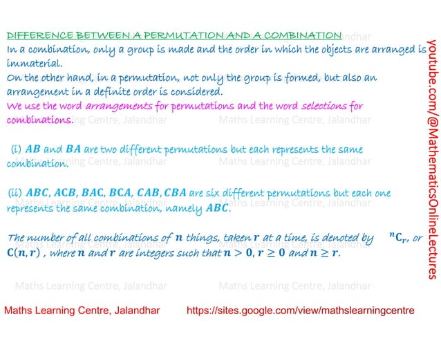 Class 11 Chapter 7 Permutations and combinations (Combinations_Basics ...