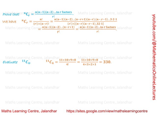 Class 11 Chapter 7 Permutations And Combinations Combinationsbasics Lecture 6pdf