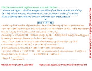 Class 11_Chapter 7_Permutations and combinations_Permuations (objects are not different) Lecture ...