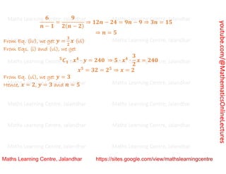 Class 11_Chapter 8_Binomial Theorem (Properties of binomial coefficent ...