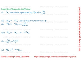 Class 11_Chapter 8_Binomial Theorem (Properties of binomial coefficent ...