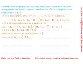 Class 11 Chapter 9 Sequences and Series_Arithmetic Progressions (Relation between General term ...