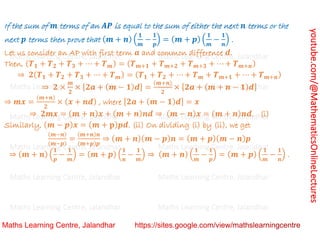 Class 11 Chapter 9 Sequences and series_Arithmetic Progressions (Sum of ...