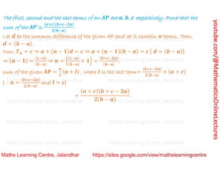 Class 11 Chapter 9 Sequences and series_Arithmetic Progressions (Sum of n terms) Lecture 3.pdf