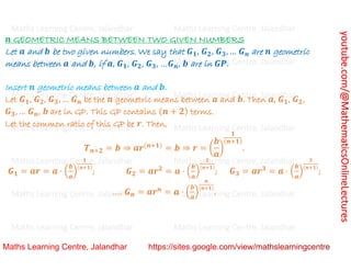 Class 11_Chapter 9_Sequences and Series_Geometric Progressions_ geometric mean and infinite GP ...
