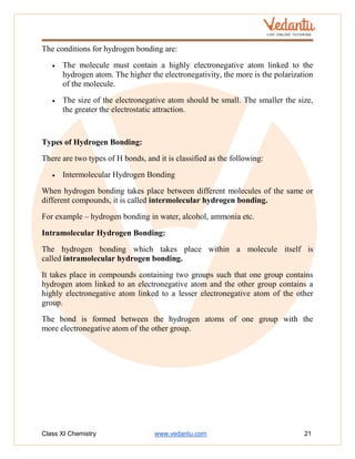 Class 11 Chemistry Revision Notes Chemical Bonding and Molecular ...
