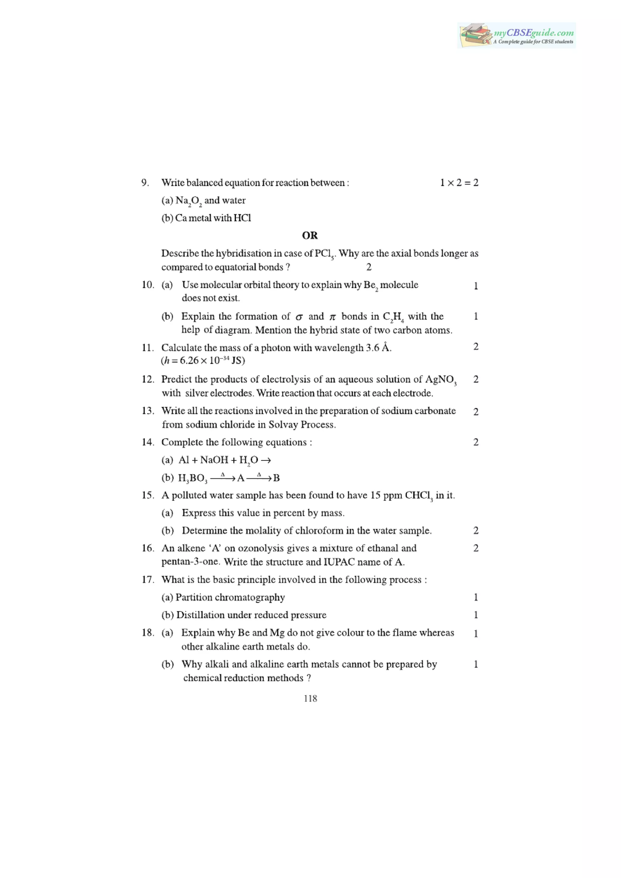 CBSE XI CHEMISTRY SOLVED PAPER | PDF
