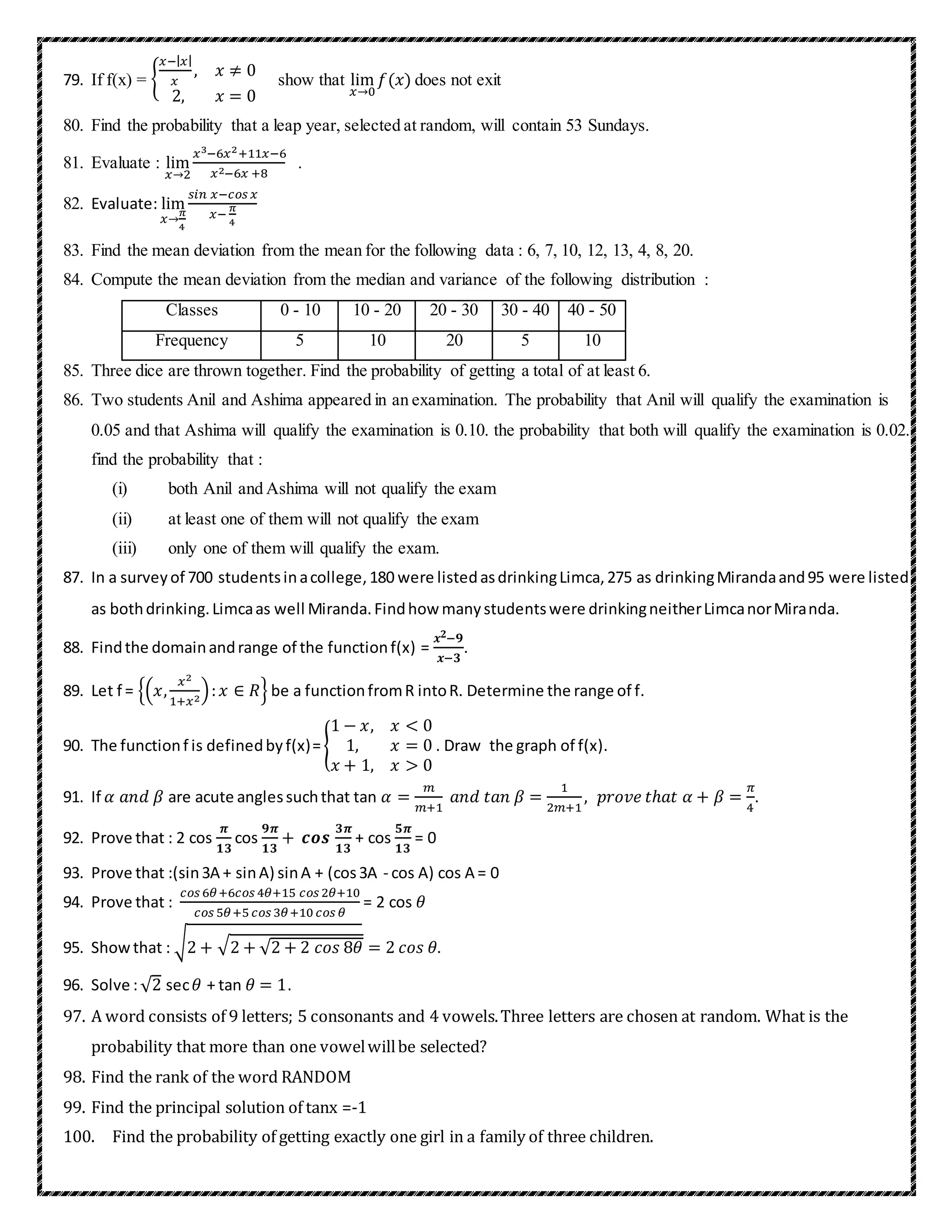 Class 11 important questions for final term | DOCX