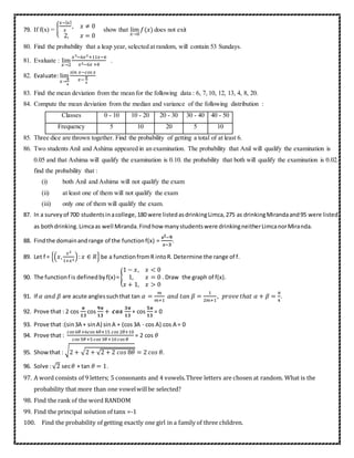Class 11 important questions for final term | PDF