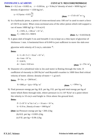 Class 11 important questions for physics Friction in Soilds and Liquids ...