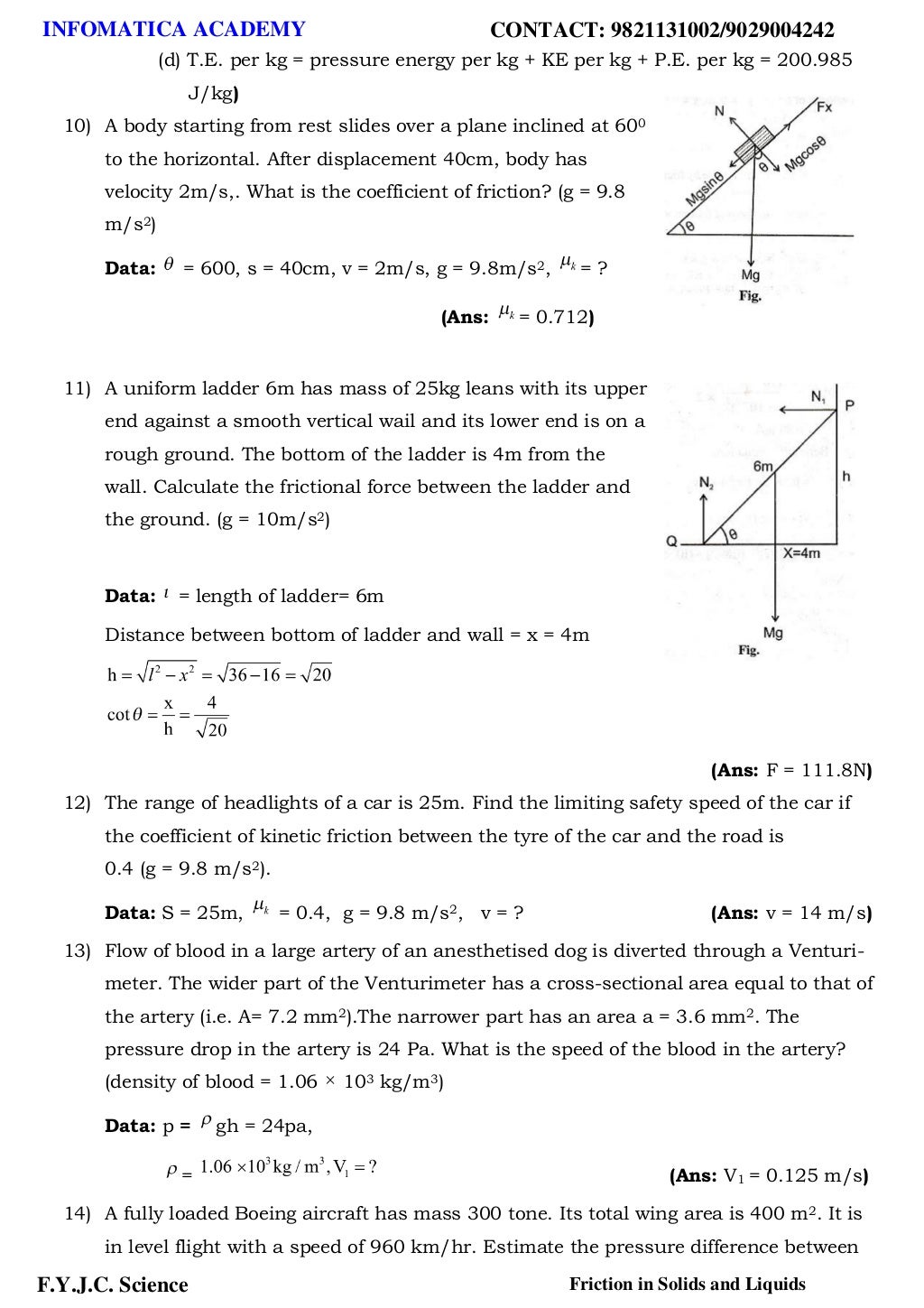 Class 11 important questions for physics Friction in Soilds and Liqui…