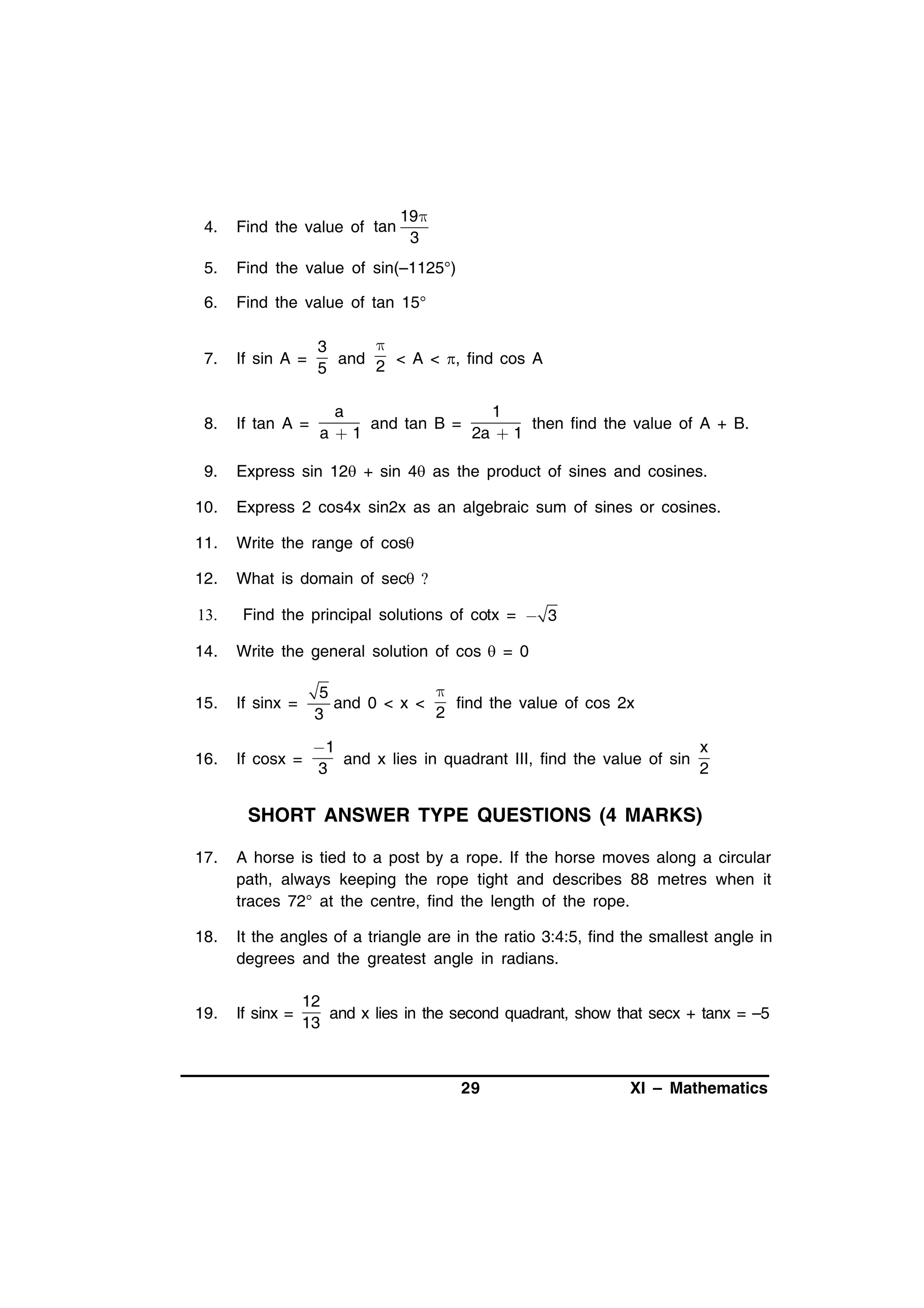 Class 11 maths support material | PDF