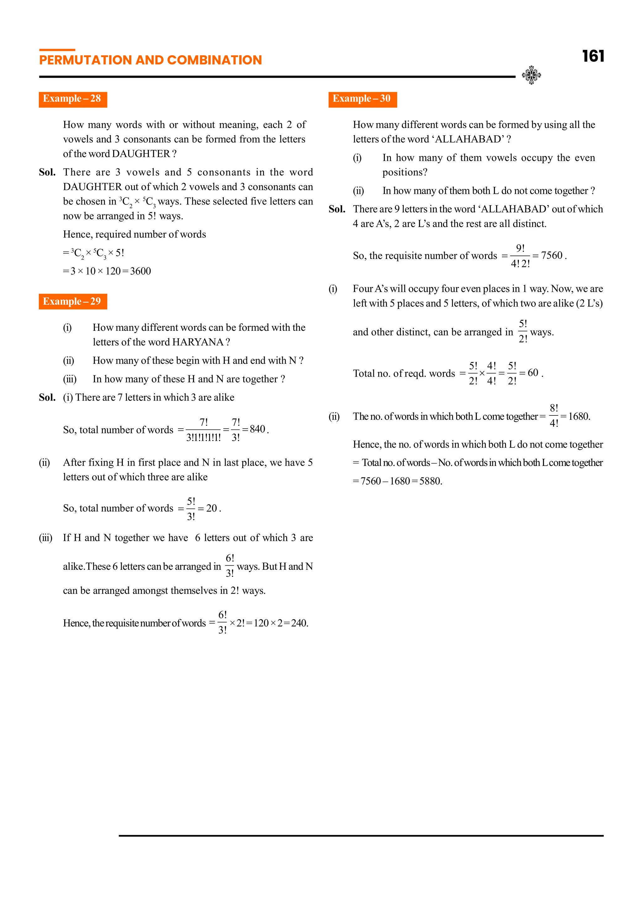 Class 11 Mathematics Topic Wise Line by Line Questions Chapter 3 Permutations and Combinations | PDF