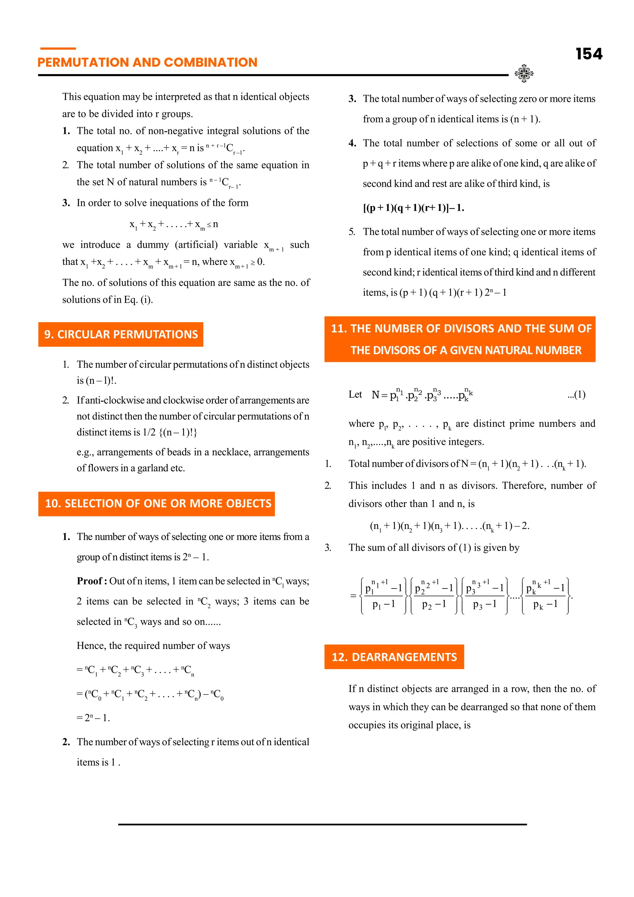 Class 11 Mathematics Topic Wise Line by Line Questions Chapter 3 Permutations and Combinations | PDF