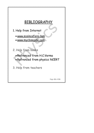 class 11 Physics investigatory project(cbse).pdf | Physics | Science