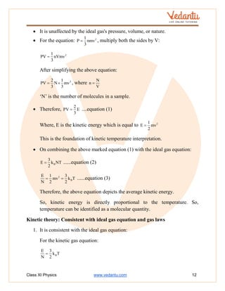 Class 11 Physics Revision Notes Kinetic Theory.pdf | Chemistry | Science