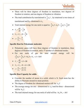 Class 11 Physics Revision Notes Kinetic Theory.pdf | Chemistry | Science
