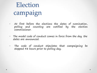 PPT on class 11 Election and representation | PPTX