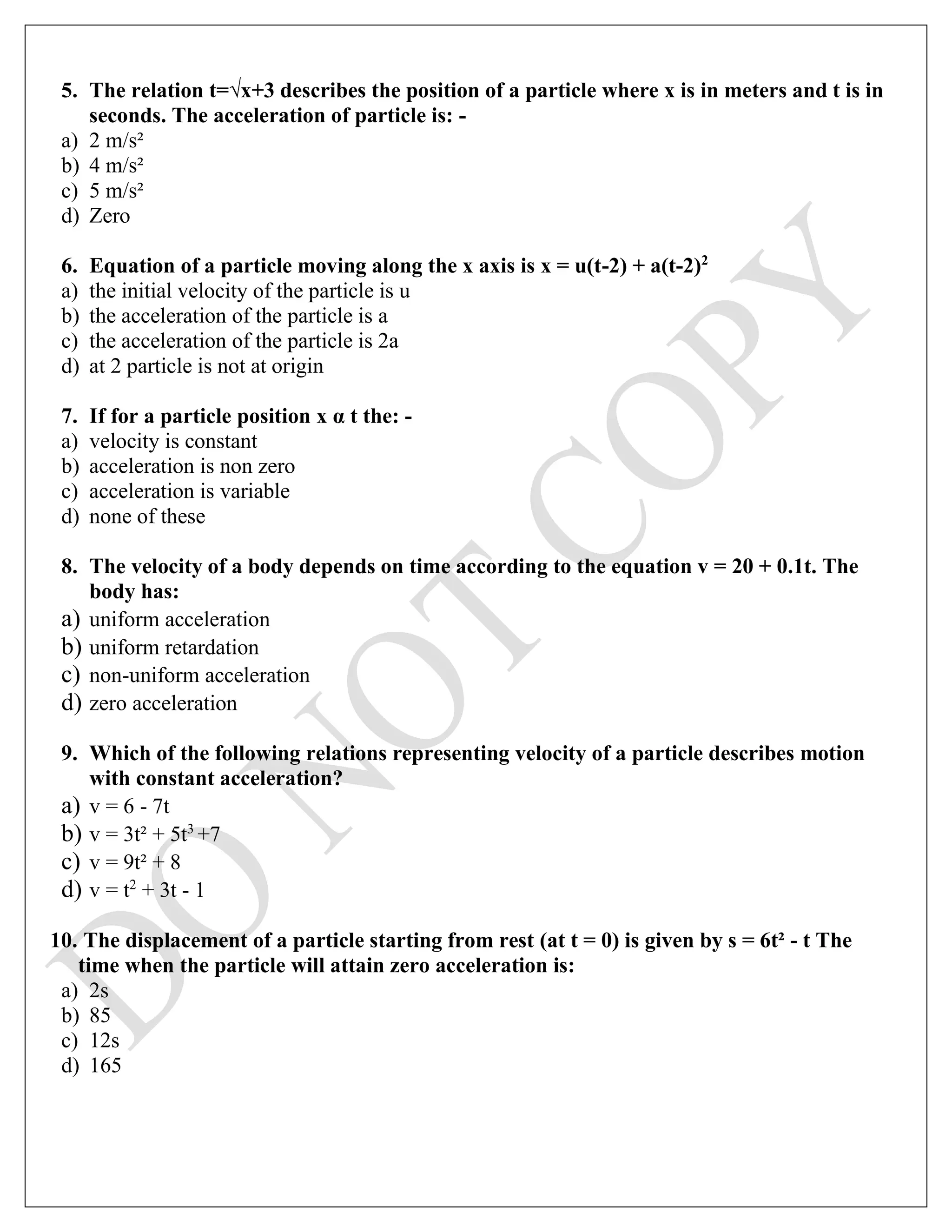 Class - '11th' Physics Chapter 2 Neet PYQs | PDF | Physics | Science