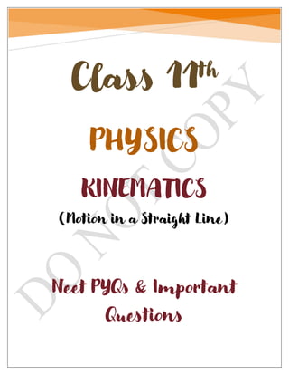 Class - '11th' Physics Chapter 2 Neet PYQs | PDF | Physics | Science