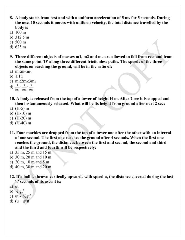Class - '11th' Physics Chapter 2 Neet PYQs | PDF