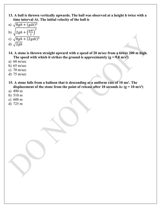 Class - '11th' Physics Chapter 2 Neet PYQs | PDF