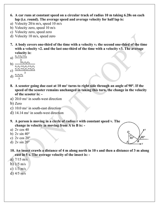 Class - '11th' Physics Chapter 2 Neet PYQs | PDF