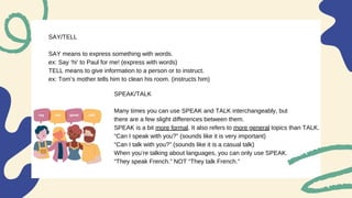 TALK, SAY, TELL AND SPEAK VERBS - ENGLISH CLASS.pdf
