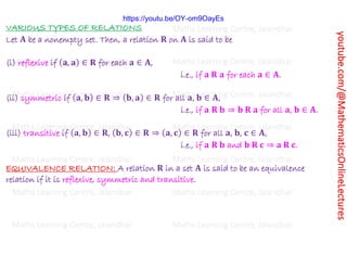 Class 12_Chapter 1_Relations and Functions(Types of Relations) Lecture ...