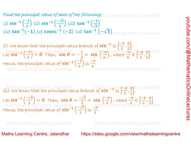 Class 12 Chapter 2 Inverse Trigonometric Functions (Basic definitions ...
