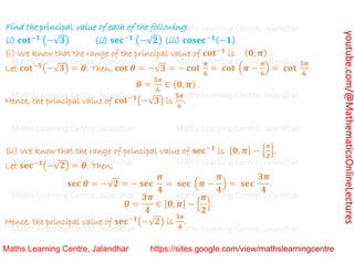 Class 12 Chapter 2 Inverse Trigonometric Functions (Basic definitions ...