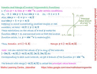 Class 12 Chapter 2 Inverse Trigonometric Functions (Basic definitions ...