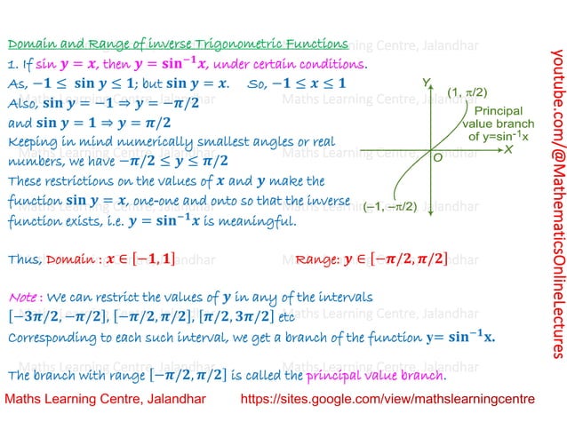 Class 12 Chapter 2 Inverse Trigonometric Functions (Basic definitions ...