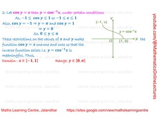 Class 12 Chapter 2 Inverse Trigonometric Functions (Basic definitions ...