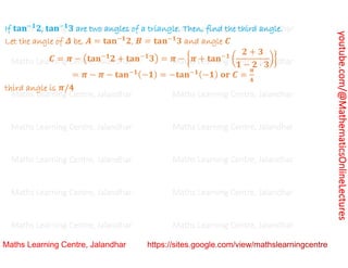 Class 12 Chapter 2 Inverse Trigonometric Functions (Non-Principal values -I ) Lecture 5.pdf