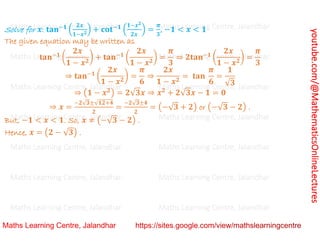 Class 12 Chapter 2 Inverse Trigonometric Functions (Non-Principal values -I ) Lecture 5.pdf