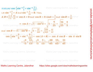 Class 12 Chapter 2 Inverse Trigonometric Functions (Problems based on properties) Lecture 3.pdf