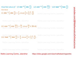 Class 12 Chapter 2 Inverse Trigonometric Functions (Problems based on properties) Lecture 3.pdf