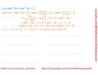 Class 12 Chapter 2 Inverse Trigonometric Functions (Problems based on ...