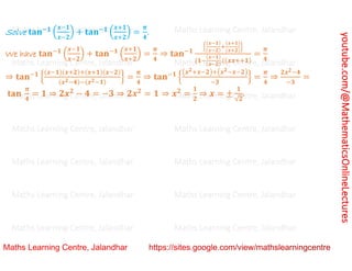 Class 12 Chapter 2 Inverse Trigonometric Functions (Problems based on ...