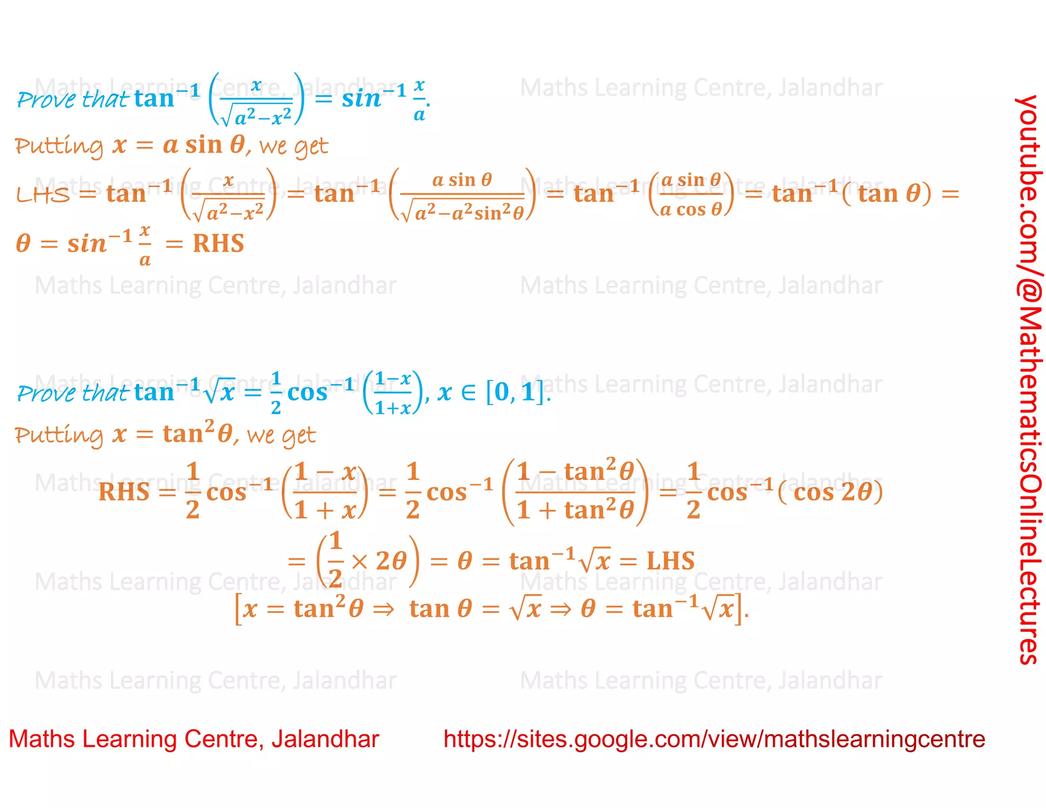 Class 12 Chapter 2 Inverse Trigonometric Functions (Problems based on trigonometric formulas ...
