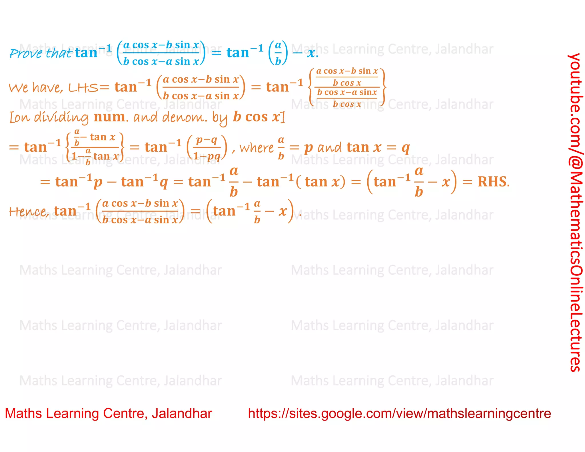 Class 12 Chapter 2 Inverse Trigonometric Functions Problems Based On