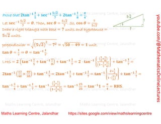 Class 12 Chapter 2 Inverse Trigonometric Functions (Problems based on trigonometric formulas ...