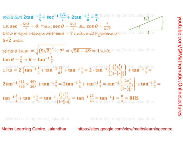 Class 12 Chapter 2 Inverse Trigonometric Functions Problems Based On