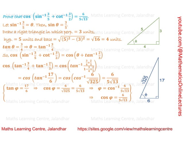 Class 12 Chapter 2 Inverse Trigonometric Functions Problems Based On