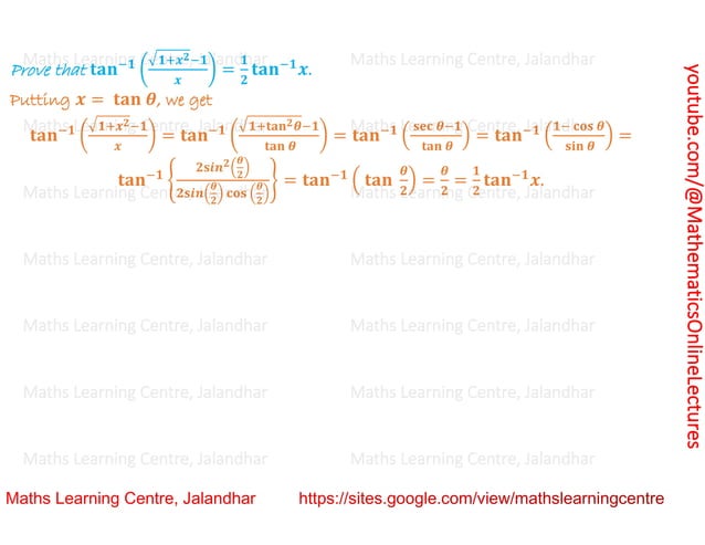 Class 12 Chapter 2 Inverse Trigonometric Functions (Problems based on trigonometric formulas ...