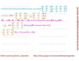 Class 12 Chapter 3 Determinants (Problems based on properties) Lecture 3.pdf