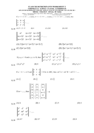 Class 12 determinants raw column operation | DOCX | Educational ...