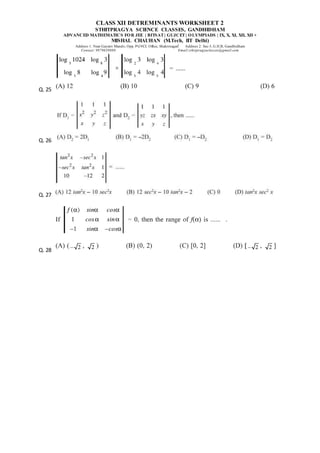 Class 12 determinants raw column operation | DOCX | Educational ...