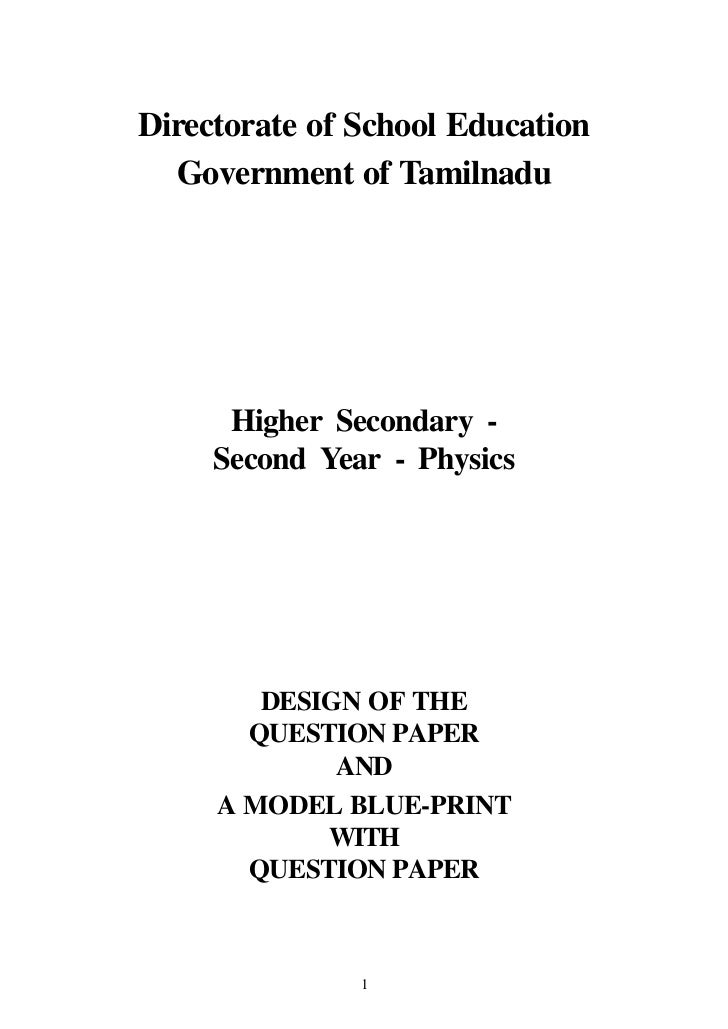 2 Design Of The Question Paper And Blue Print